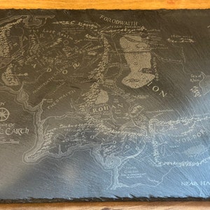 Lotr-middle Earth Map Slate Laser Engraving - Etsy