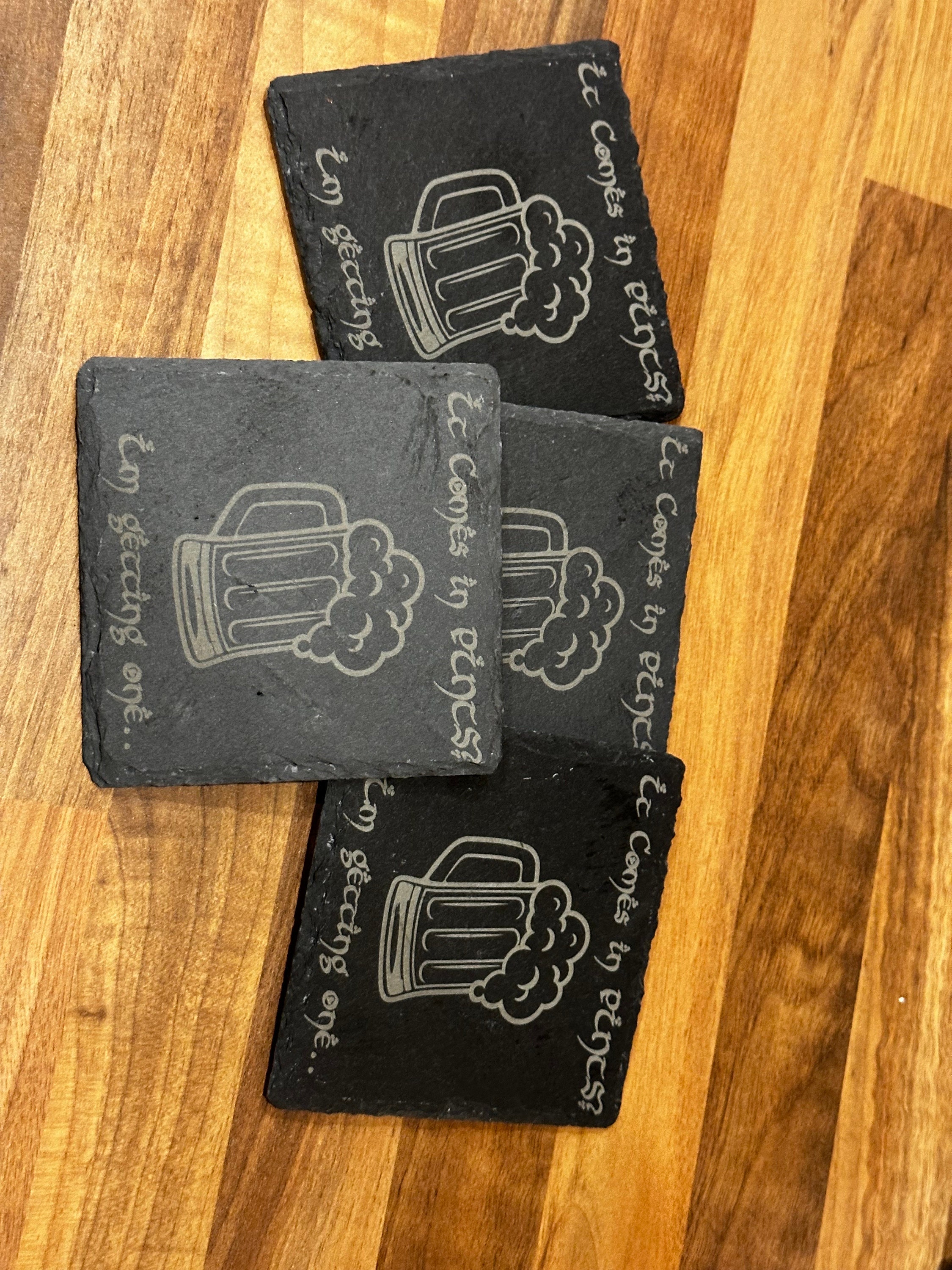 LOTR It Comes in Pints 4x Slate Coasters Set - Etsy