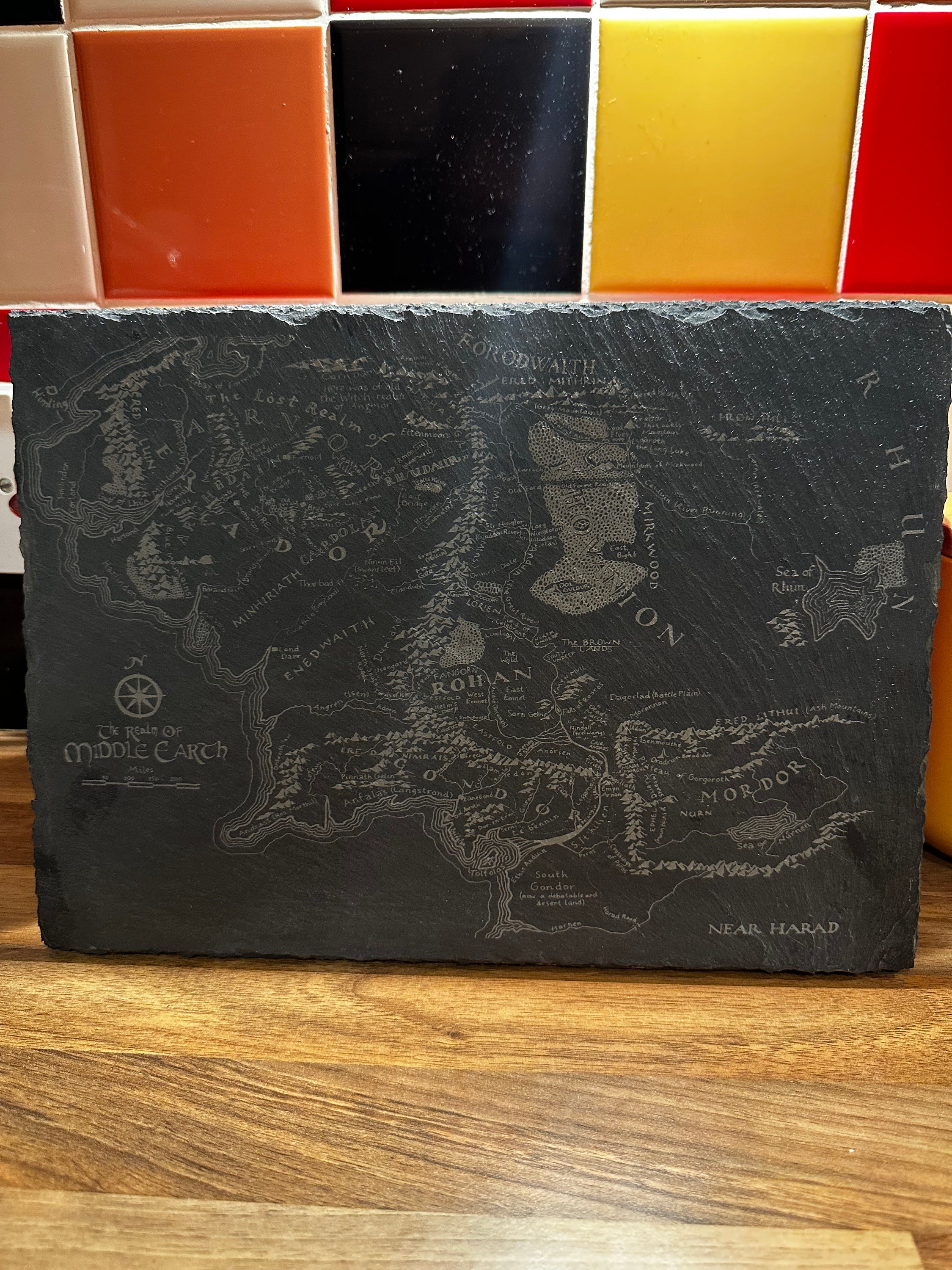 Lotr-middle Earth Map Slate Laser Engraving - Etsy