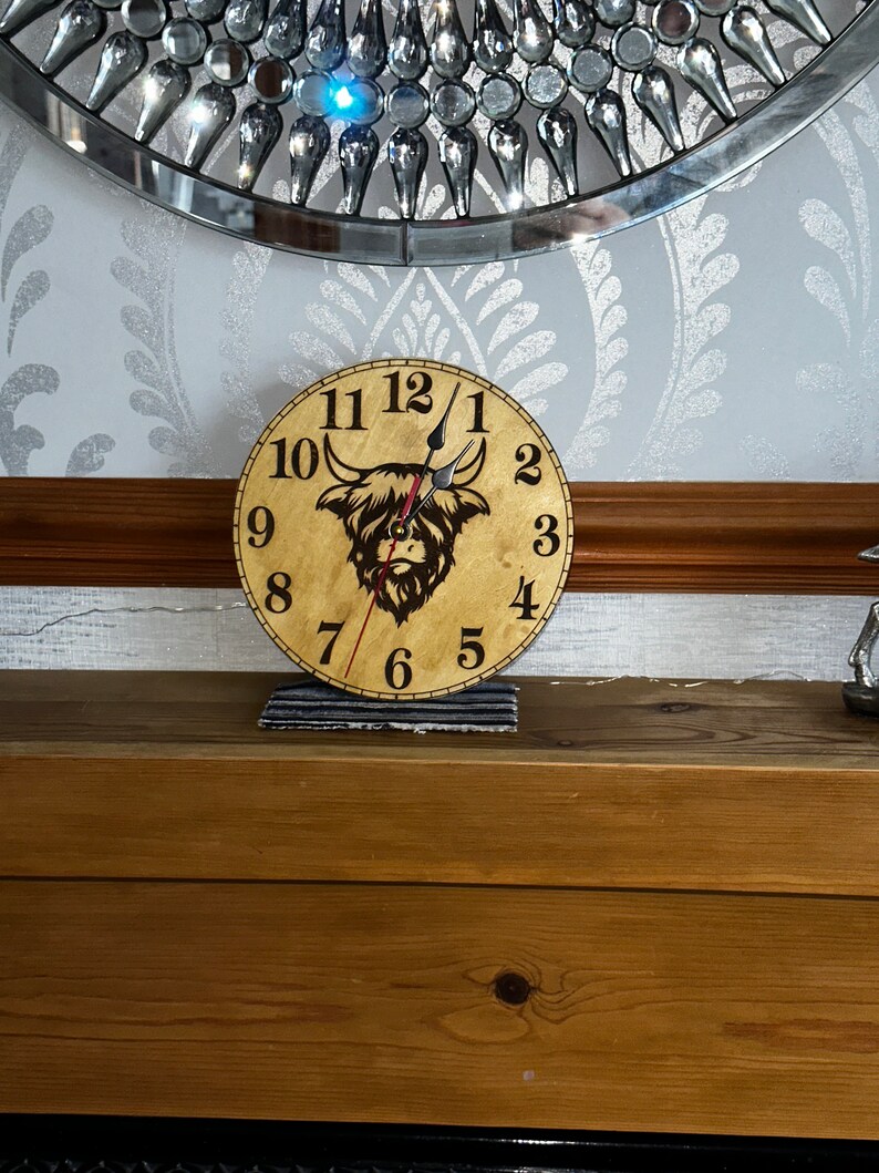 Highland Cow Engraved Clock - Etsy