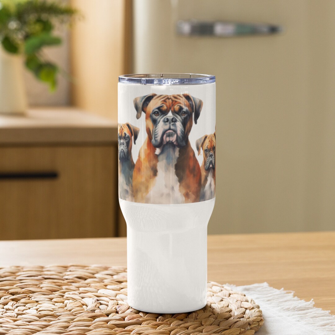 25oz Boxer Watercolor Dog Stanley-style Tumbler joyful Paws Pet Lovers ...