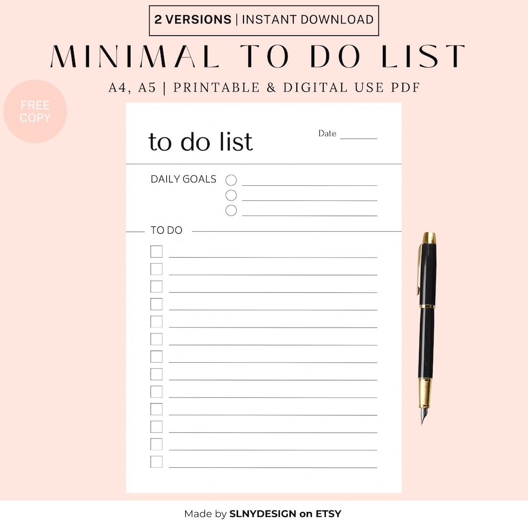 Minimal to Do List Printable, Simple Tasks List Template, Productivity ...