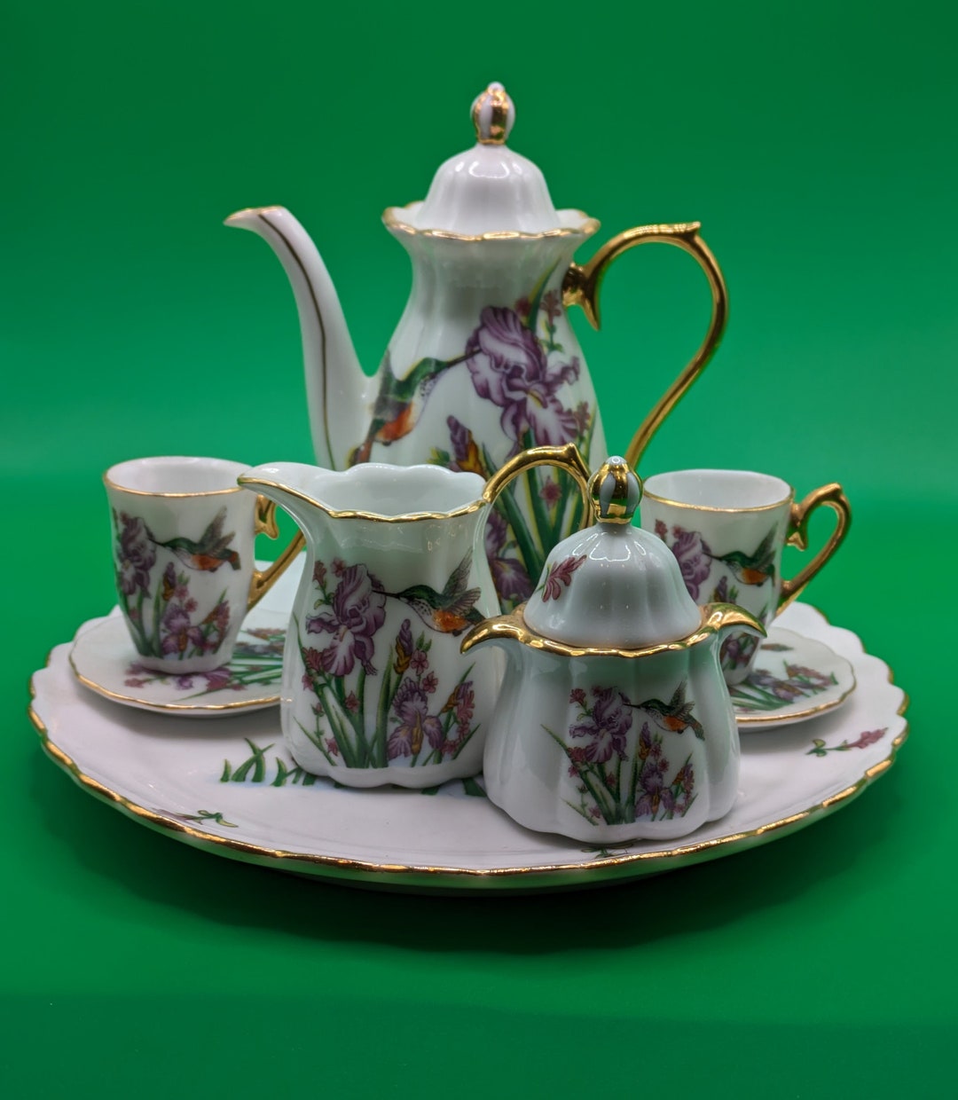 Miniature Hummingbird Tea Set for Two - Etsy
