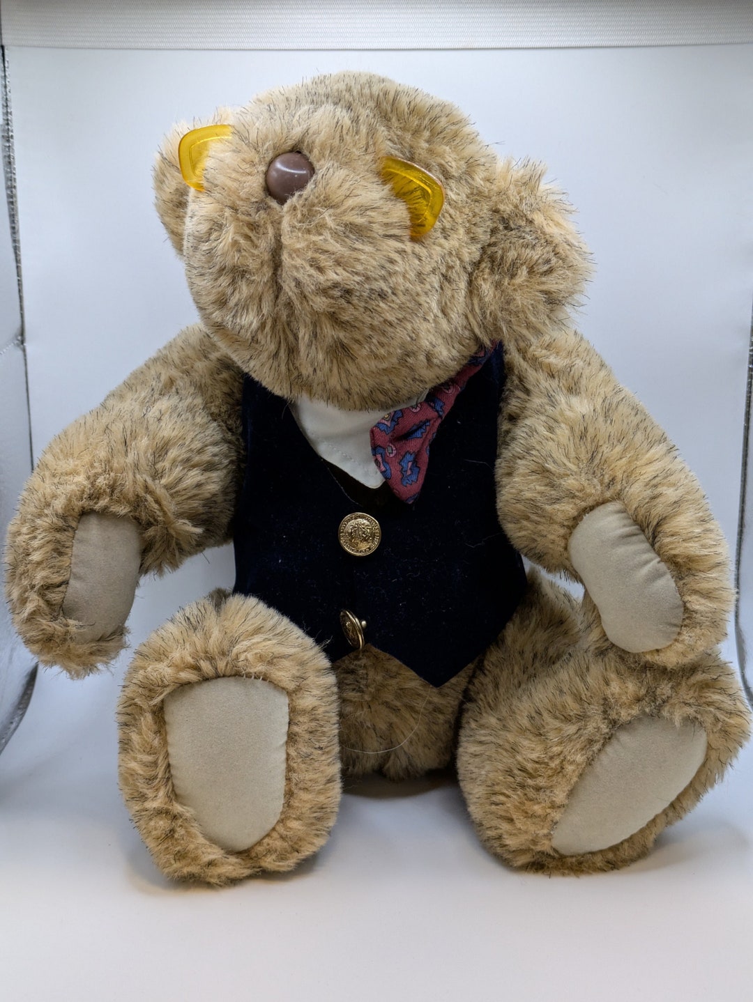 Applause Plush Stuffed Virgil Teddy Bear W/ Vest, Glasses and Bowtie 80 ...