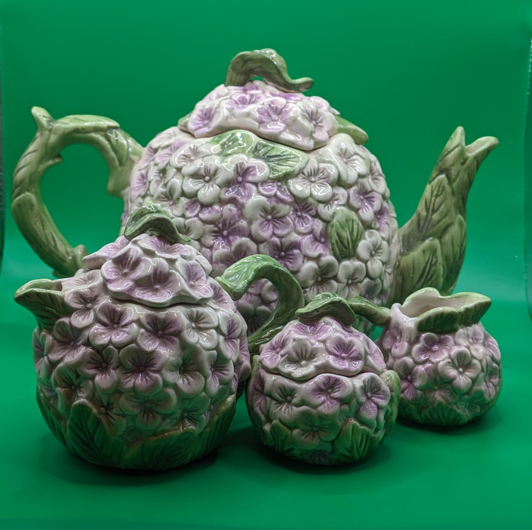 Hydrangea Figural 3D 4 Piece Tea Set - Etsy