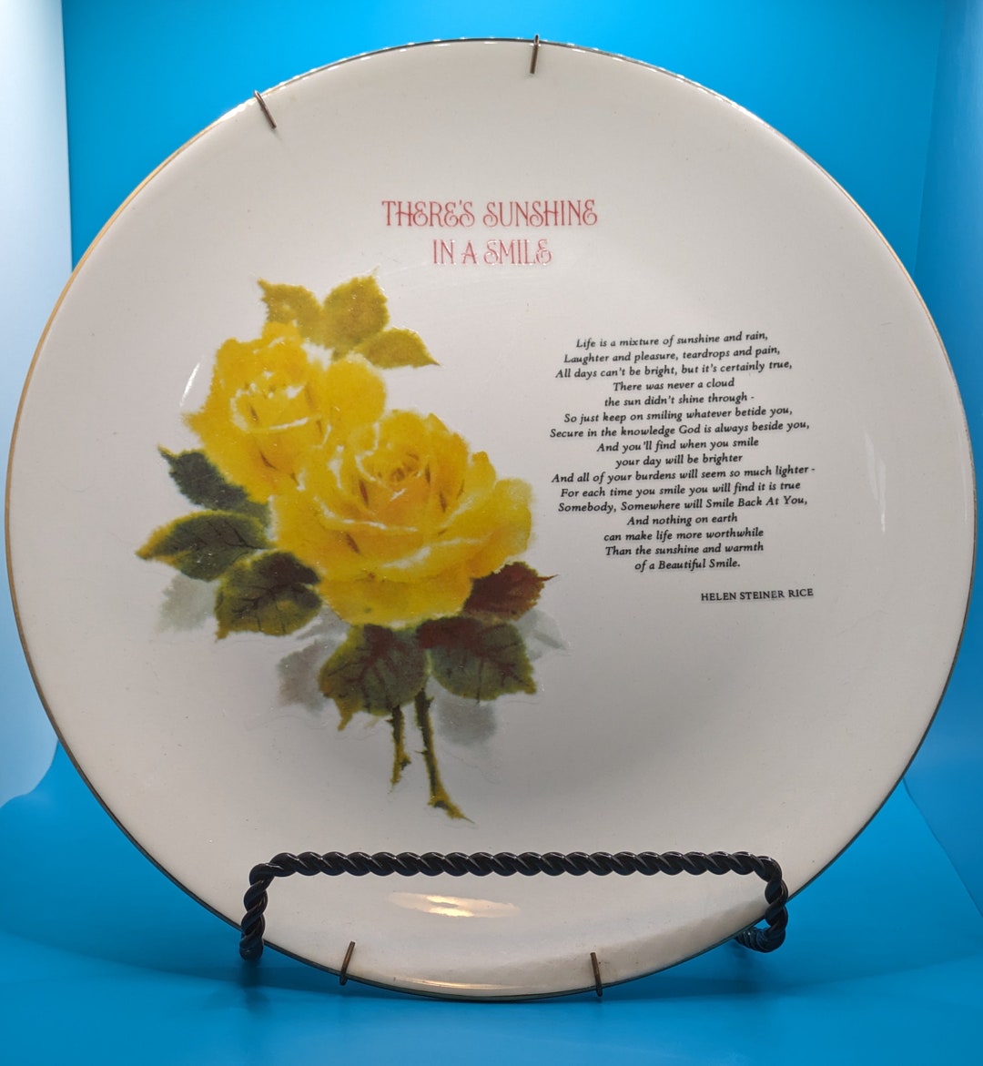 There's Sunshine in a Smile Poem Plate - Etsy