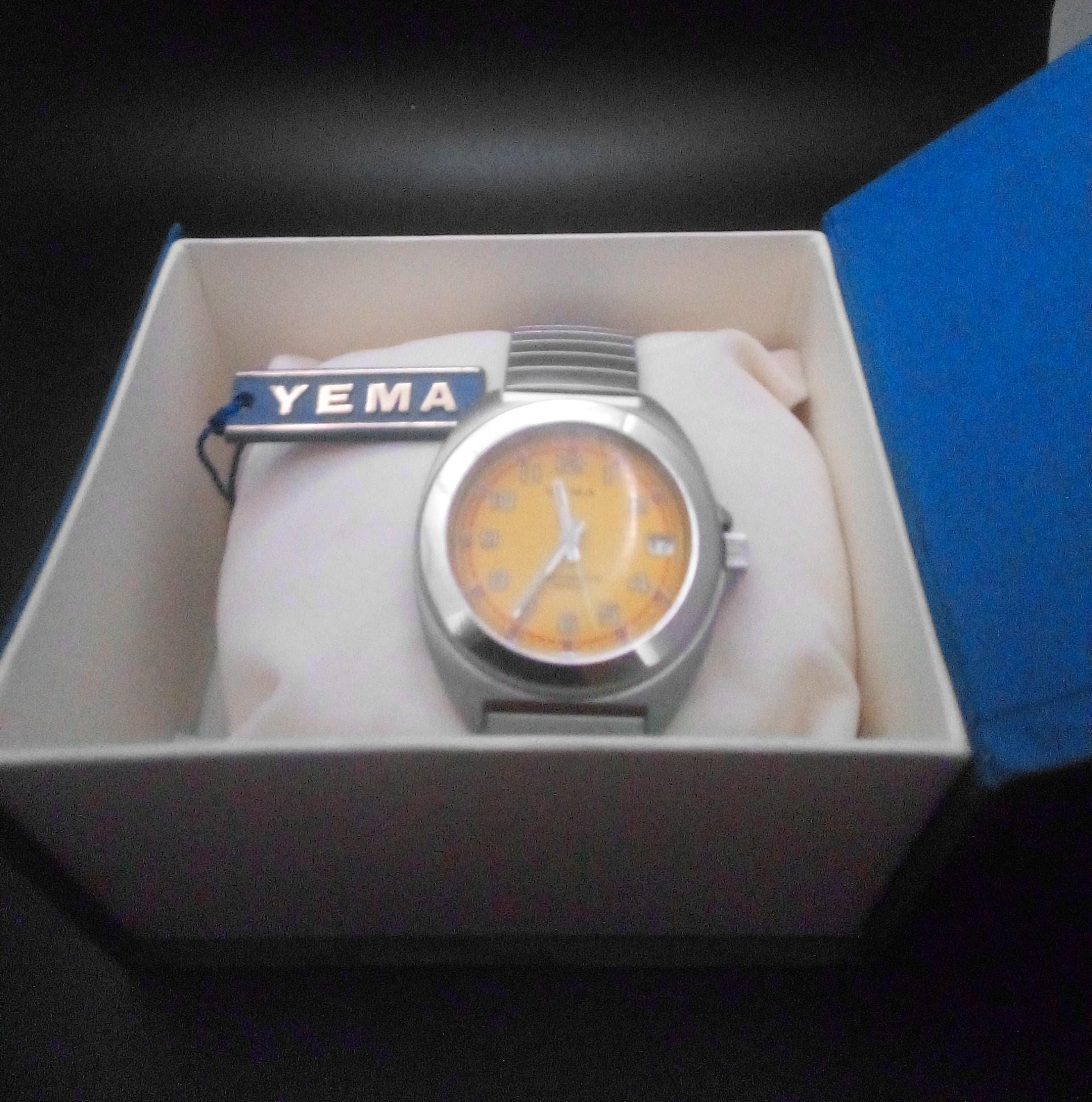 Vintage Men's Yema Automatic 50M Yellow Dial YE995 in Original Box ...