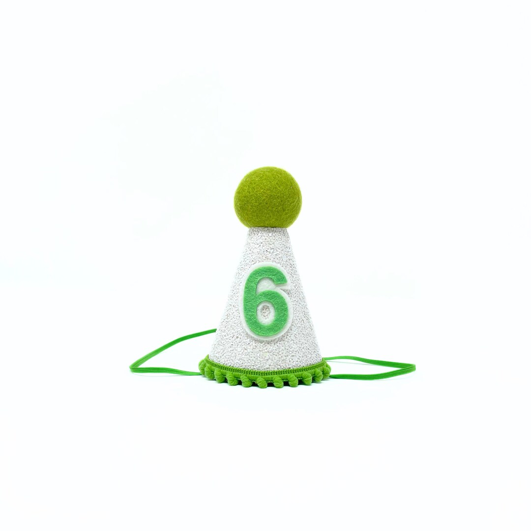 6th Birthday Boy Party Hat 6th Birthday Girl Party Hat White Glitter ...