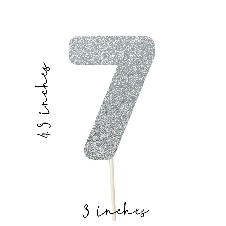 Silver 7 Cake Topper 7th Birthday Cake Topper Silver Glitter 7 Cake ...