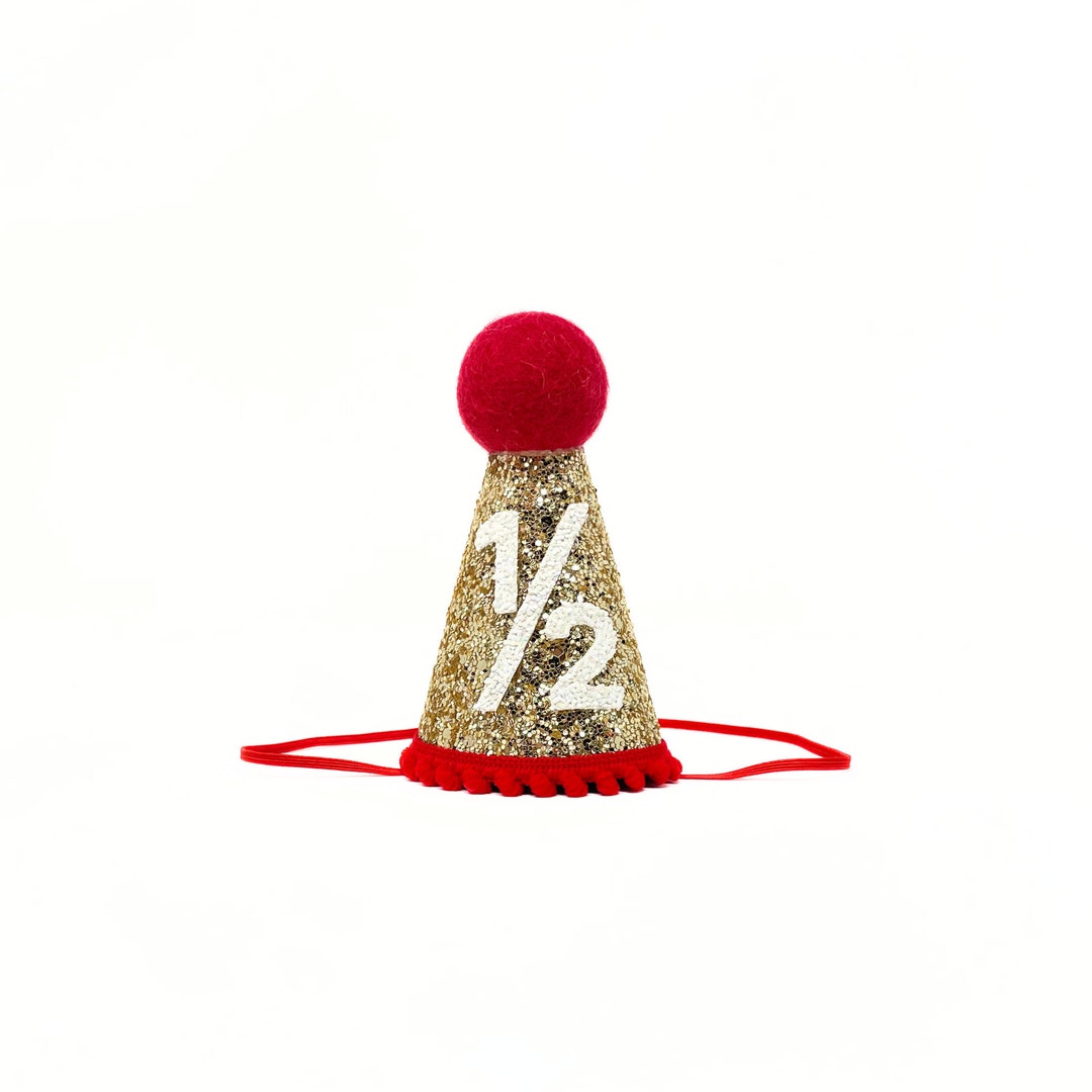 Half Birthday Boy Party Hat 1/2 Birthday Girl Party Hat Gold & Red Hat ...
