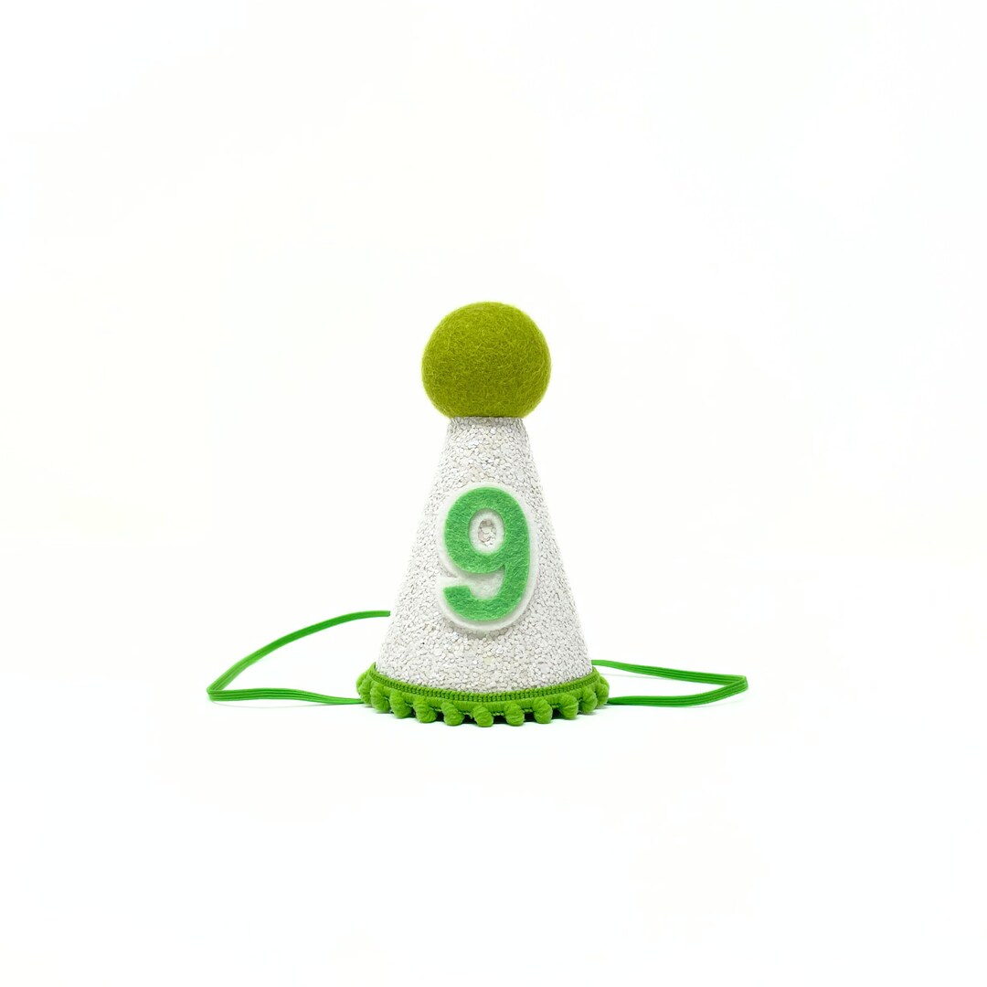 9th Birthday Boy Party Hat 9th Birthday Girl Party Hat White Glitter ...