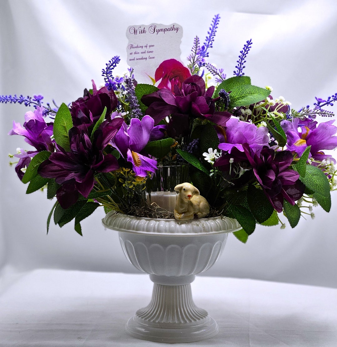 Elegant Floral Arrangement for Sympathy or Condolences, Votive Candle ...