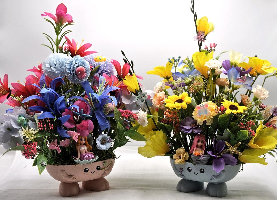 Tropical Mermaid Floral Arrangements, 2 Options, Pink/blue or Yellow ...