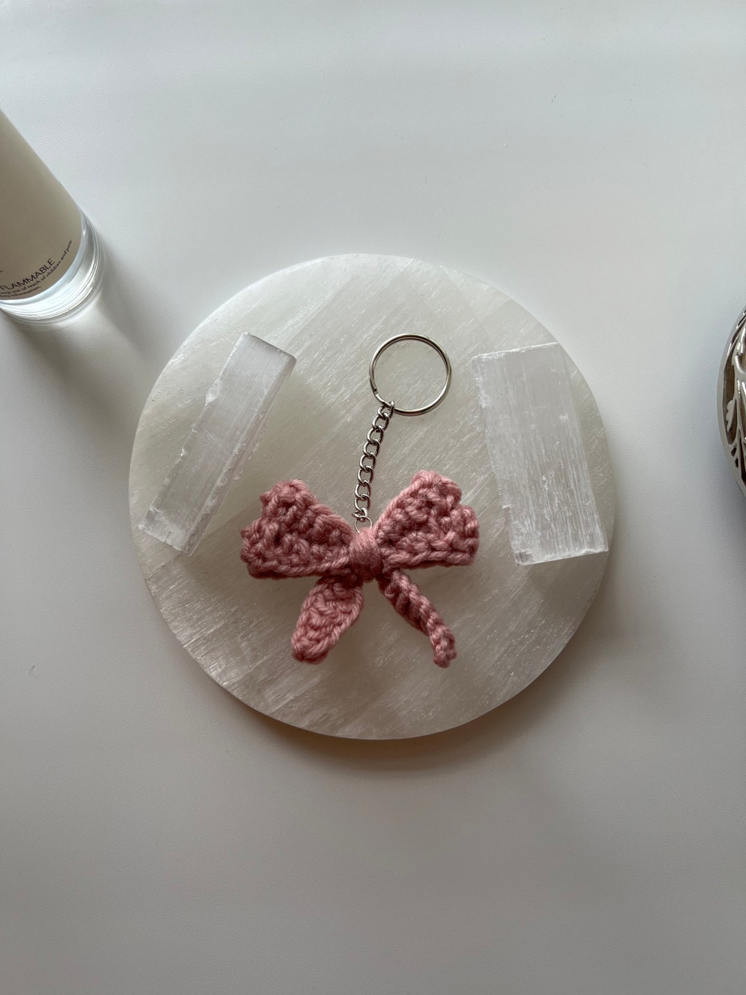 Cute Crochet Coquette Bow Keychain - Etsy