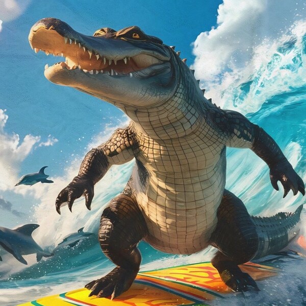 Florida Surfing Gator Colorful Plush Blanket/florida State Throw ...