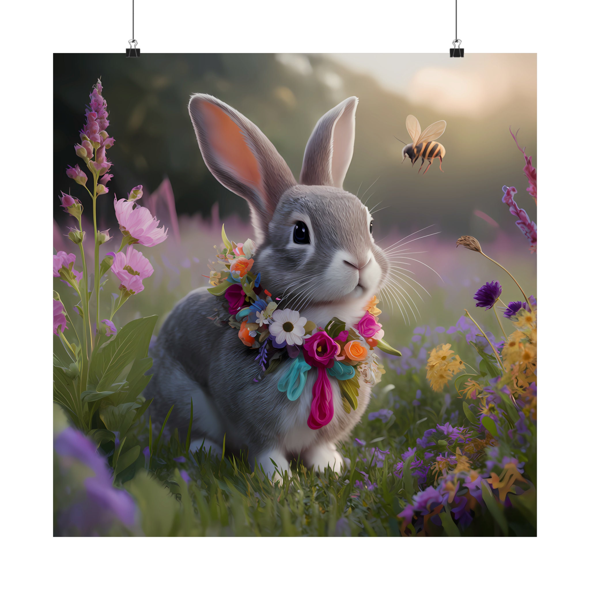 Spring Bunny Matte Vertical Poster - Etsy