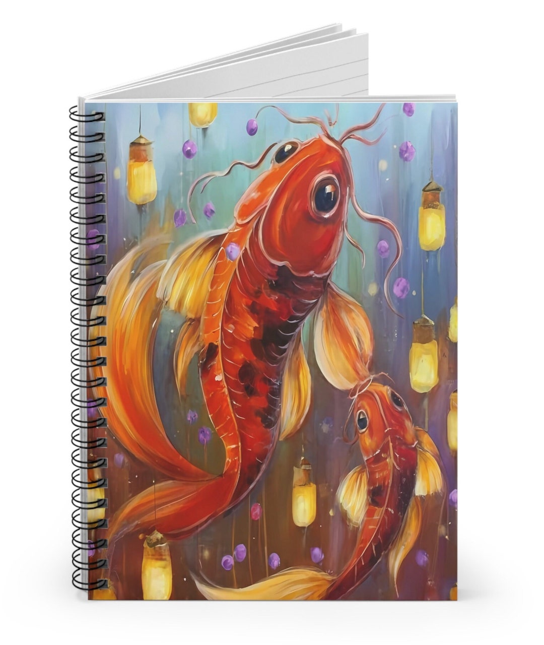 Koi Fish Spiral Notebook/ruled Line/fish Lover/artist Gift/boho ...