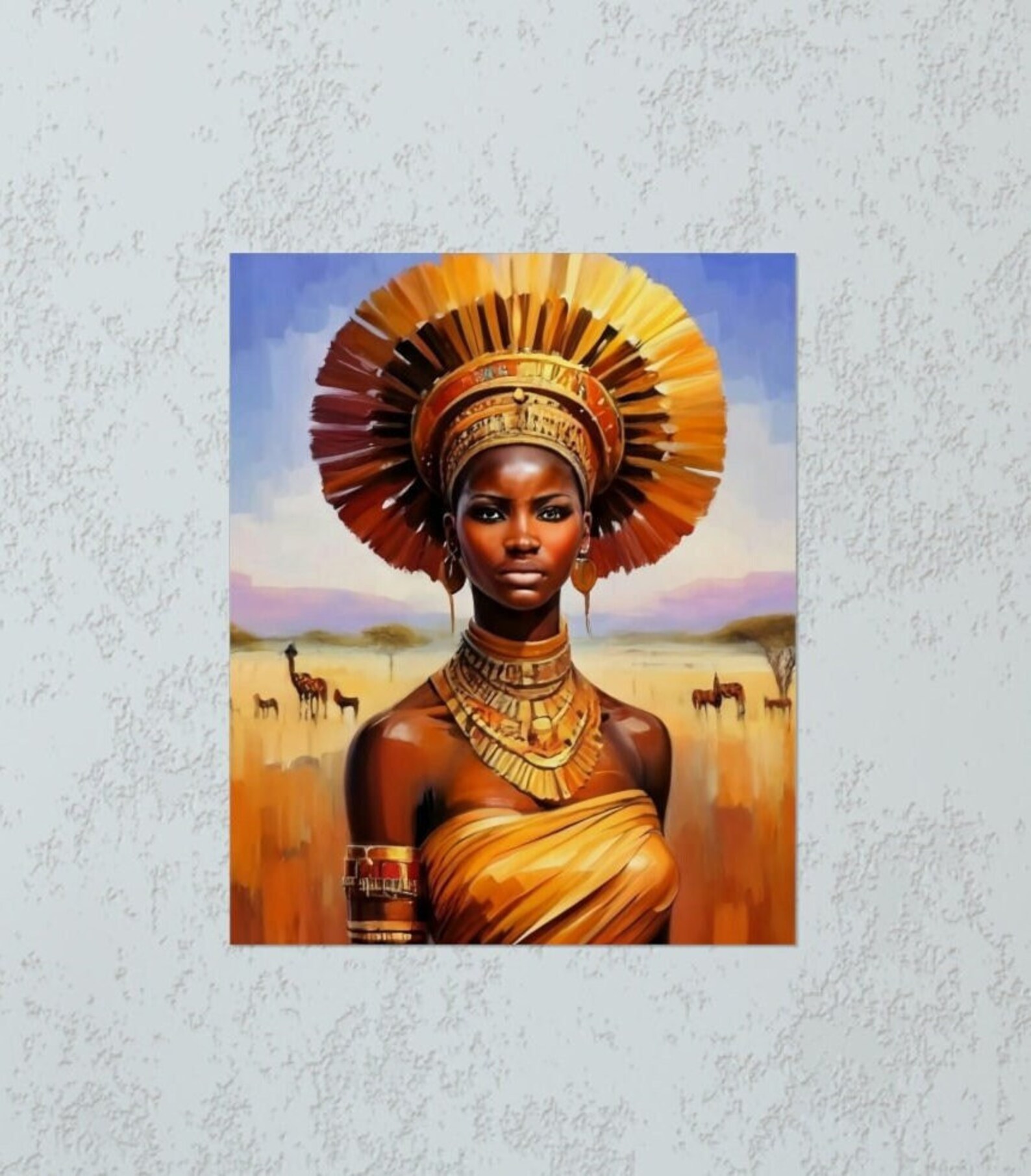 Regal African Queen of the Savannah Matte Vertical Art/colorful African ...