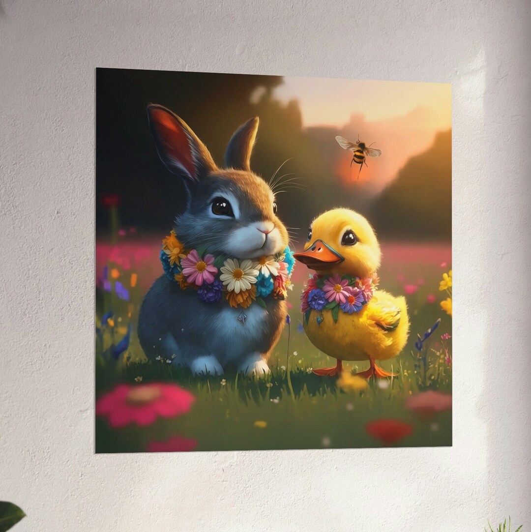Bunny & Ducky Matte Vertical Poster - Etsy