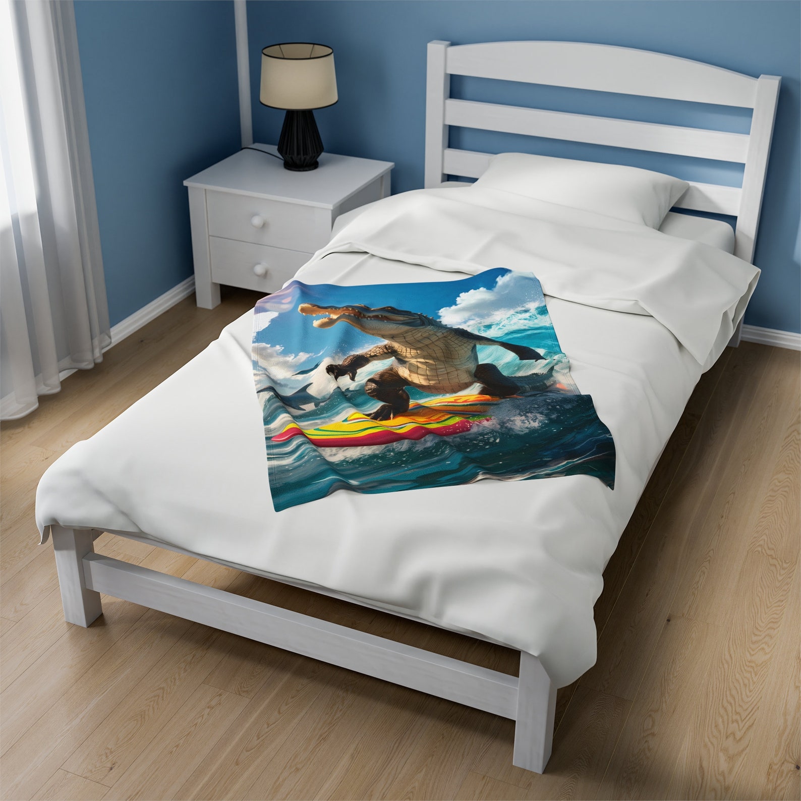 Florida Surfing Gator Colorful Plush Blanket/florida State Throw ...