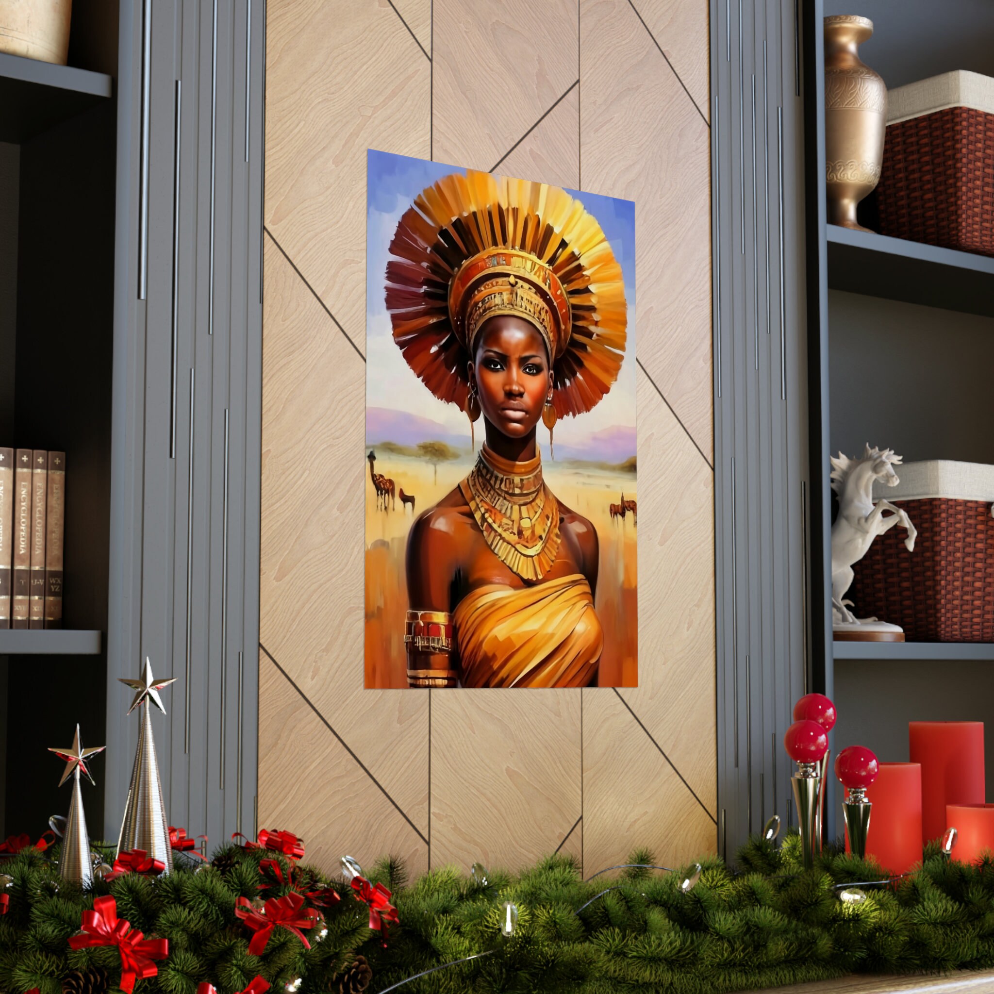 Regal African Queen of the Savannah Matte Vertical Art/colorful African ...