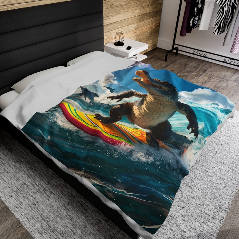 Florida Surfing Gator Colorful Plush Blanket/florida State Throw ...