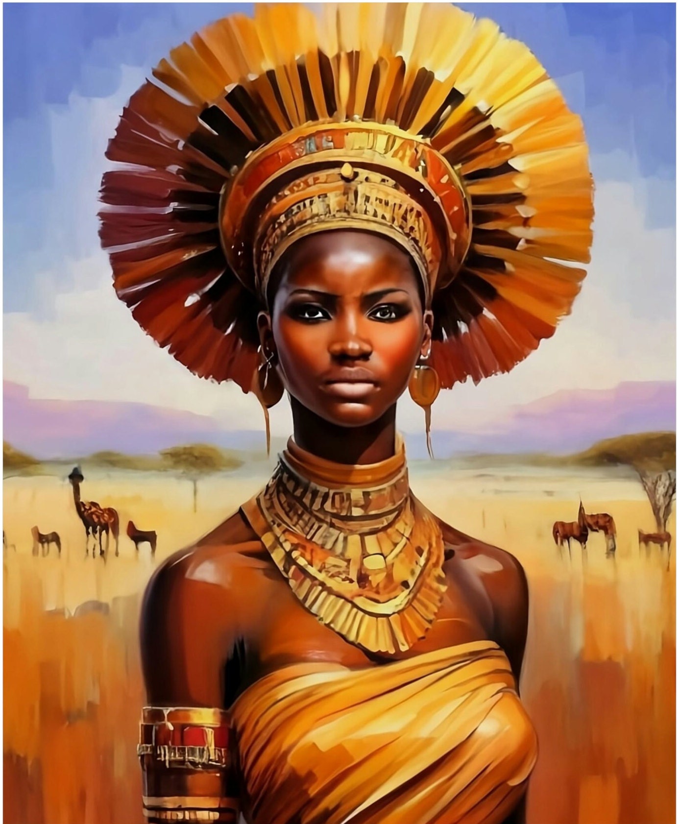 Regal African Queen of the Savannah Matte Vertical Art/colorful African ...