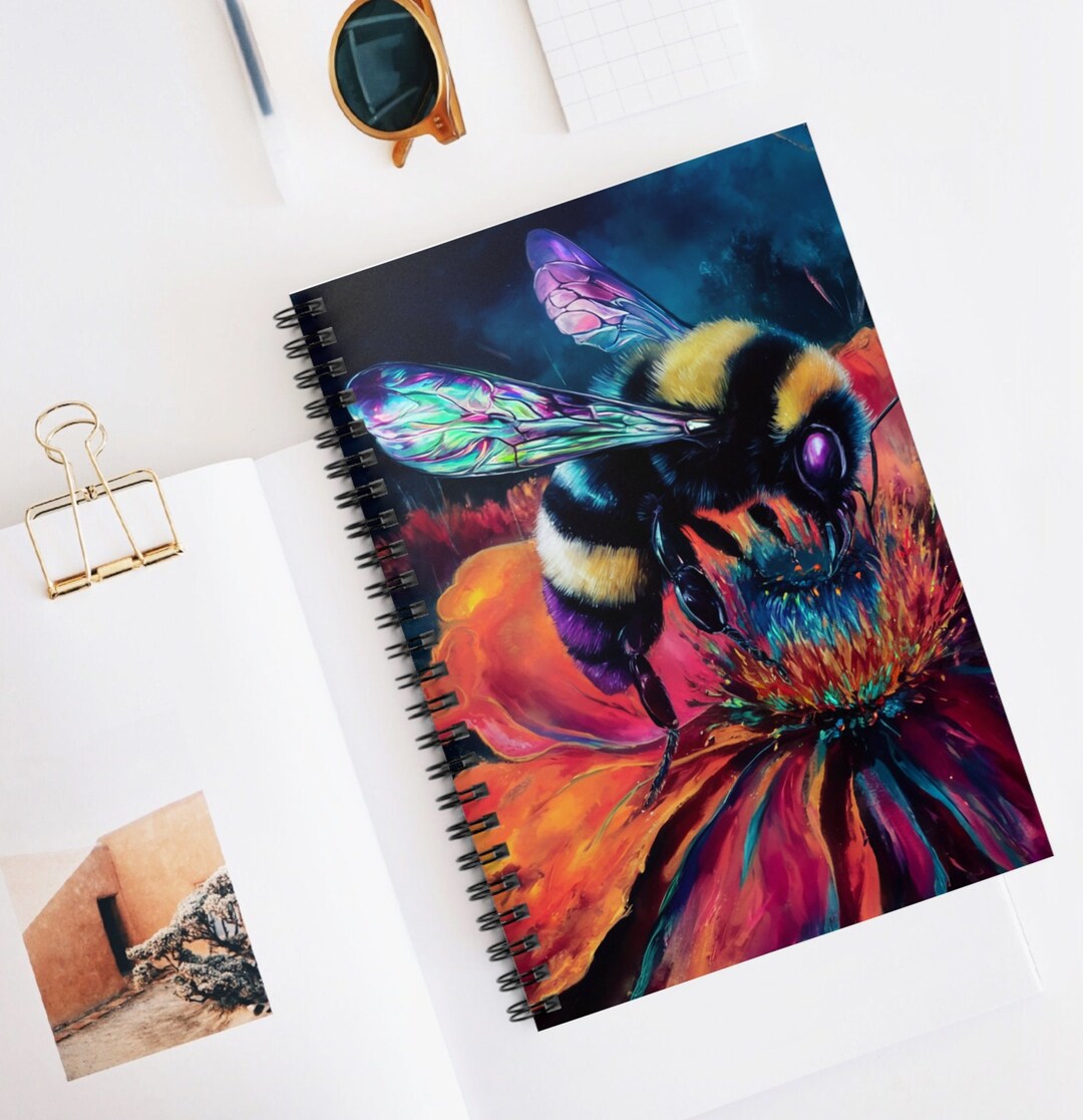 Bumblebee Spiral Notebook Ruled Lines/honey Bee Softcover Notebook ...