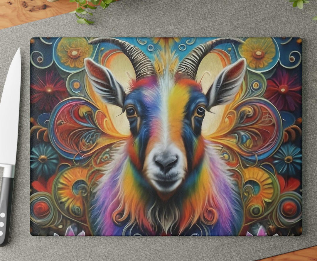 Boho Nigerian Goat Glass Cutting Board/boho Tempered Glass/unique ...