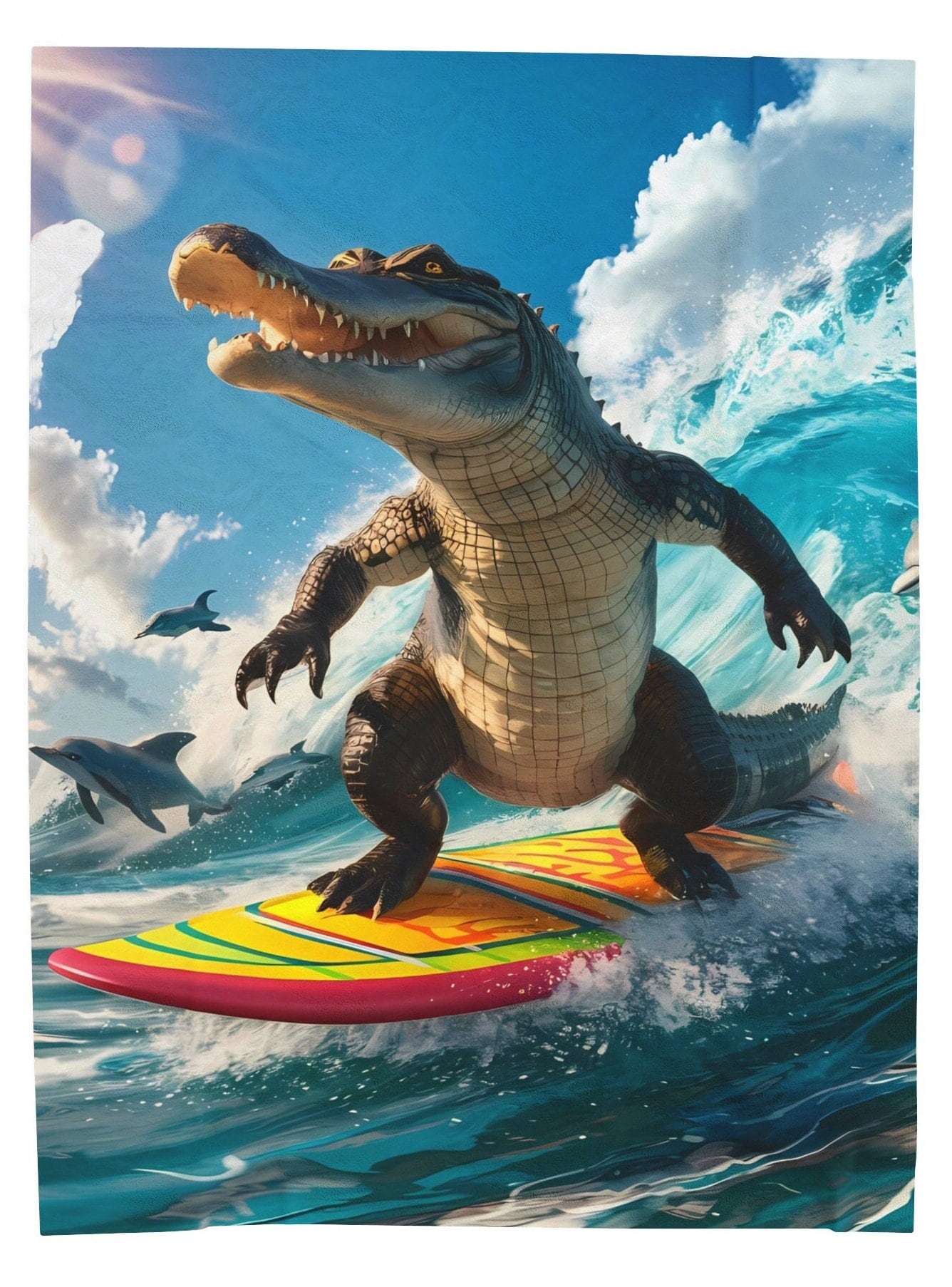 Florida Surfing Gator Colorful Plush Blanket/florida State Throw ...