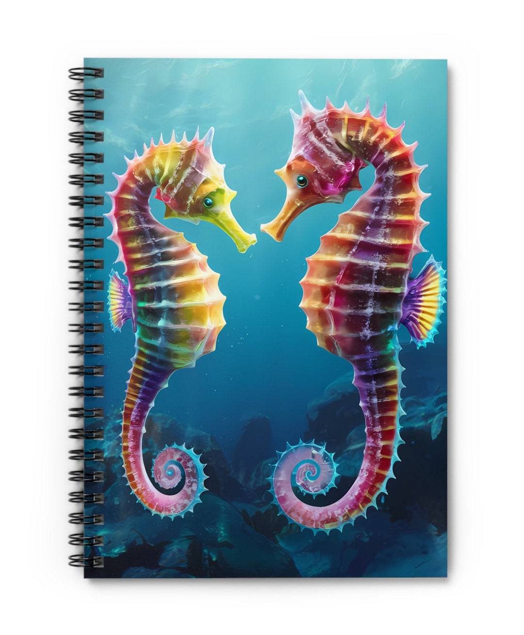 Colorful Sea Horse Spiral Notebook/ruled Lines/fish Lover/artist Gift ...