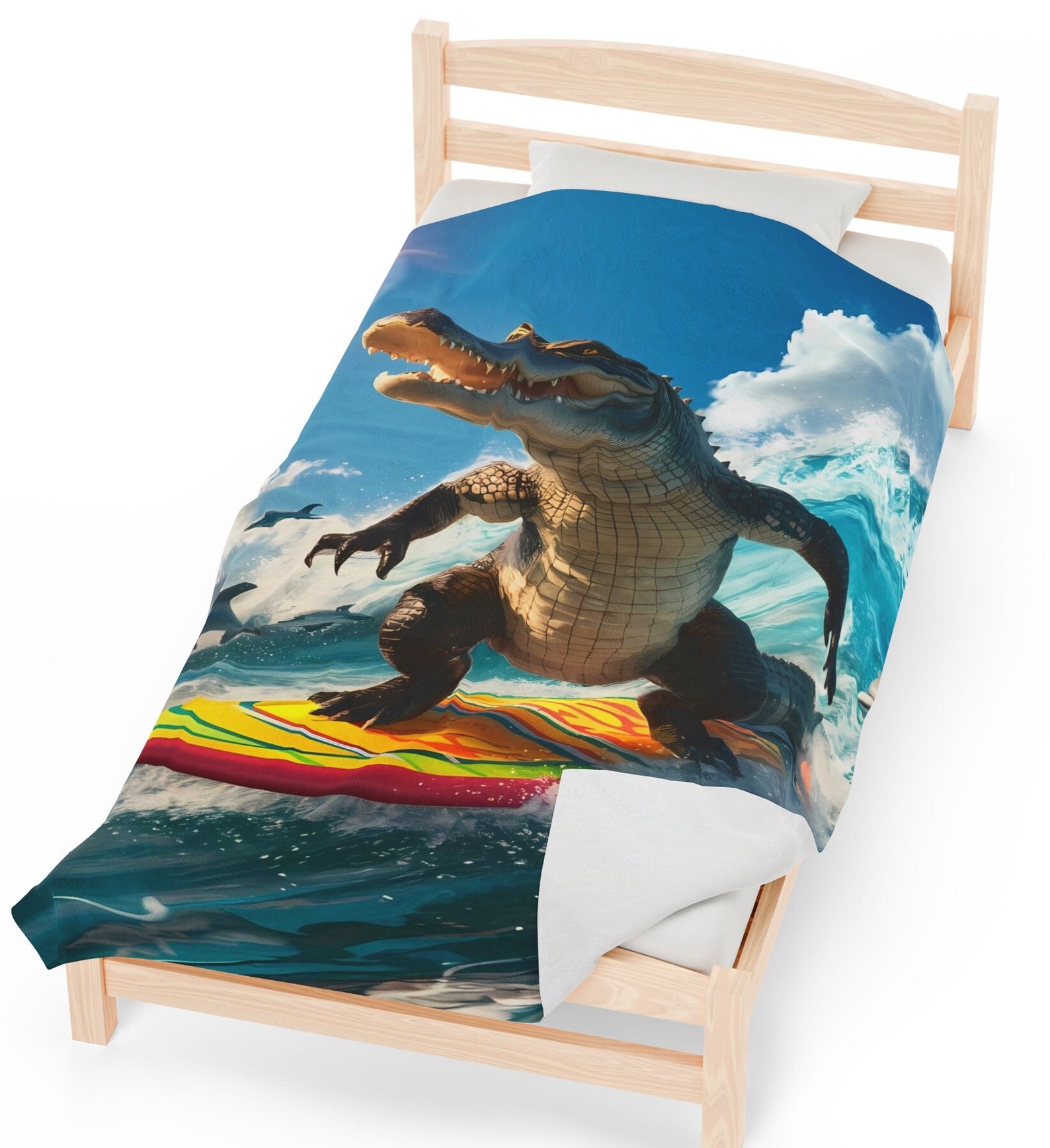Florida Surfing Gator Colorful Plush Blanket/florida State Throw ...