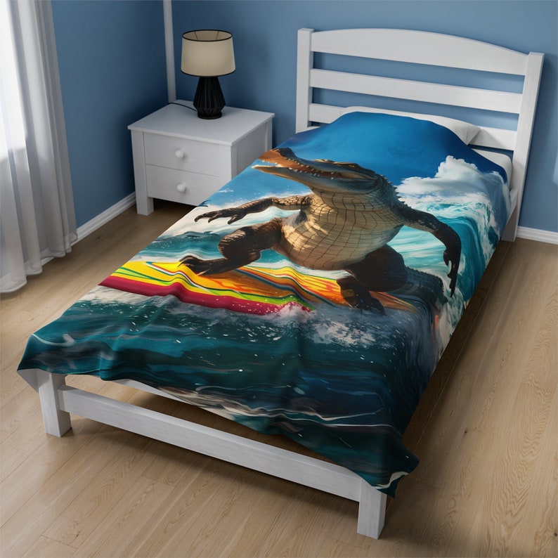 Florida Surfing Gator Colorful Plush Blanket/florida State Throw ...