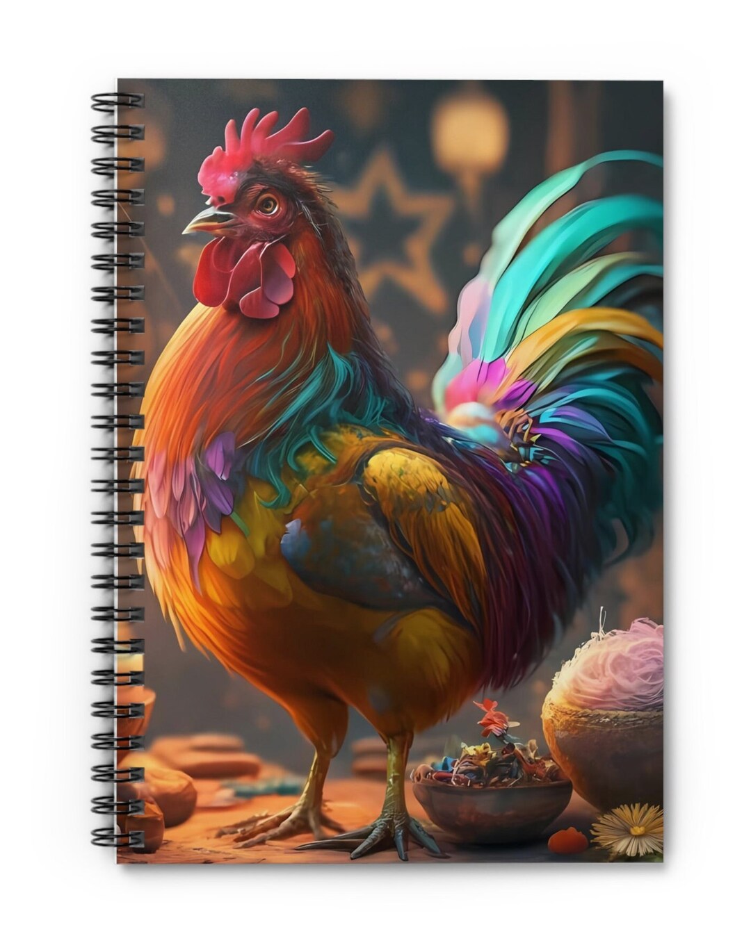 Rooster Spiral Notebook/ruled Line/chicken Journal/rooster Doodling ...