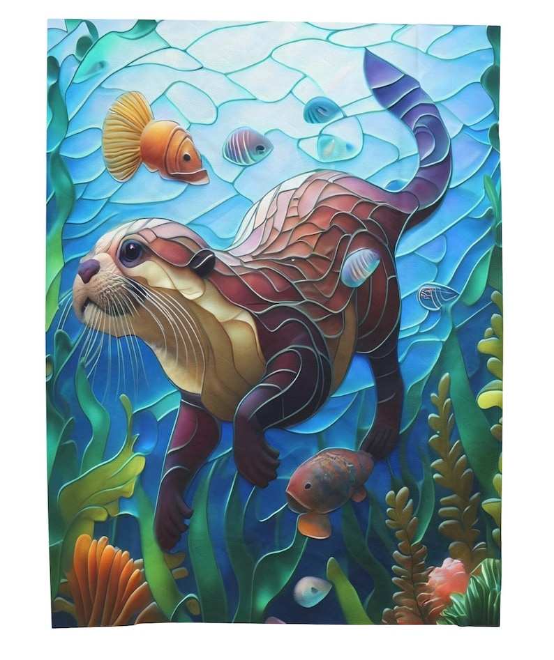 Sea Otter Velveteen Plush Blanket/sea Otter Decor/ocean Gift/beach ...