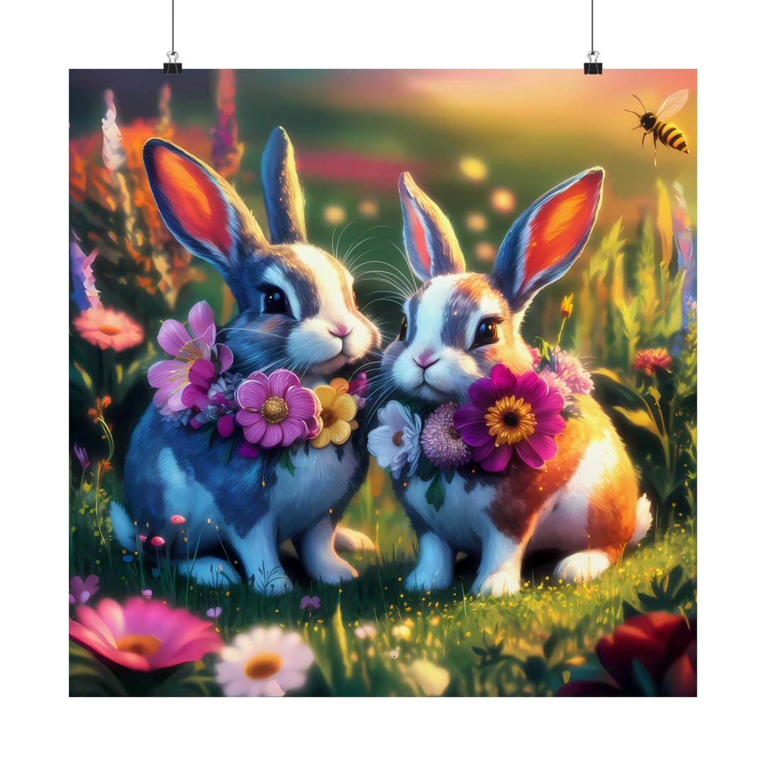 Spring Bunnies Matte Vertical Poster - Etsy
