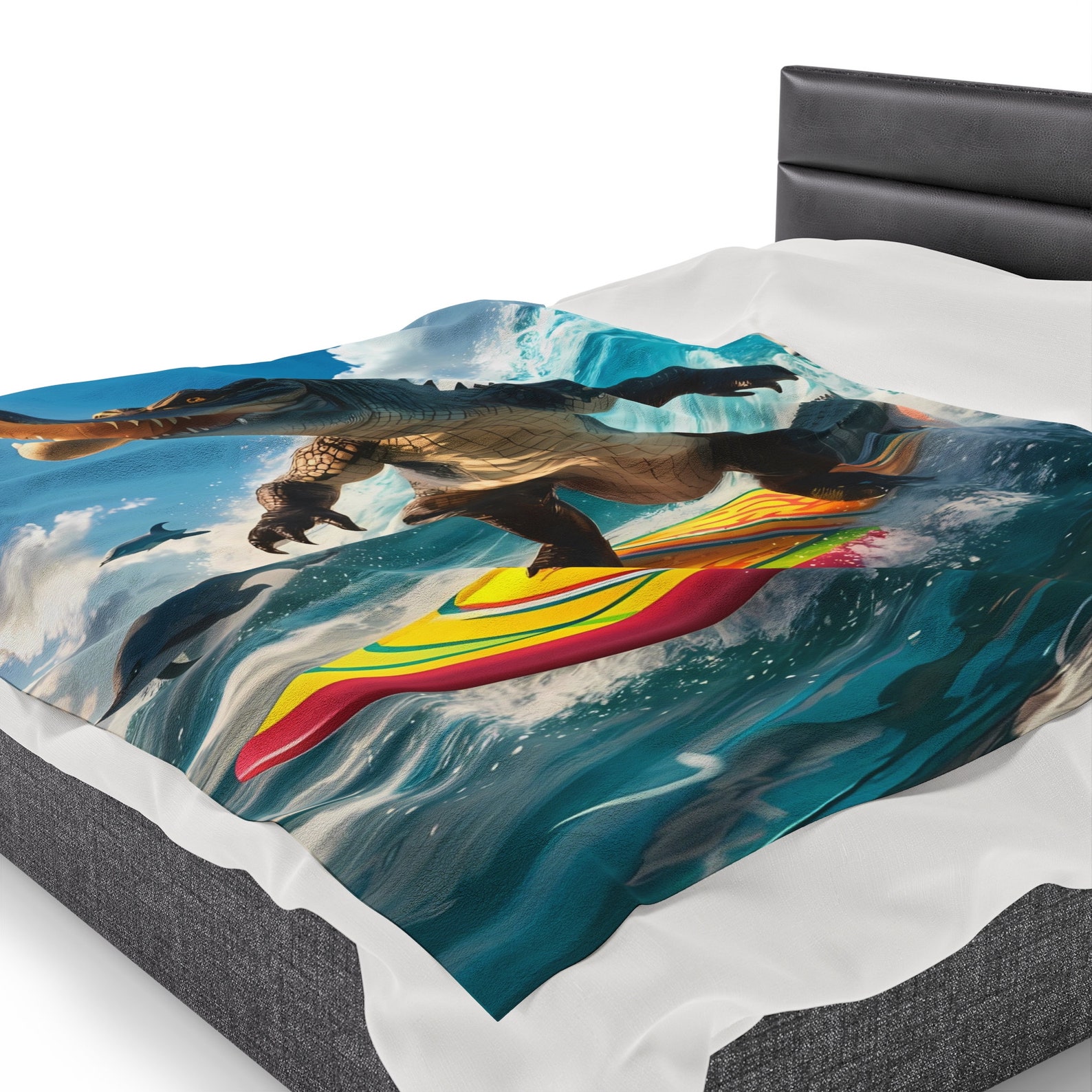 Florida Surfing Gator Colorful Plush Blanket/florida State Throw ...