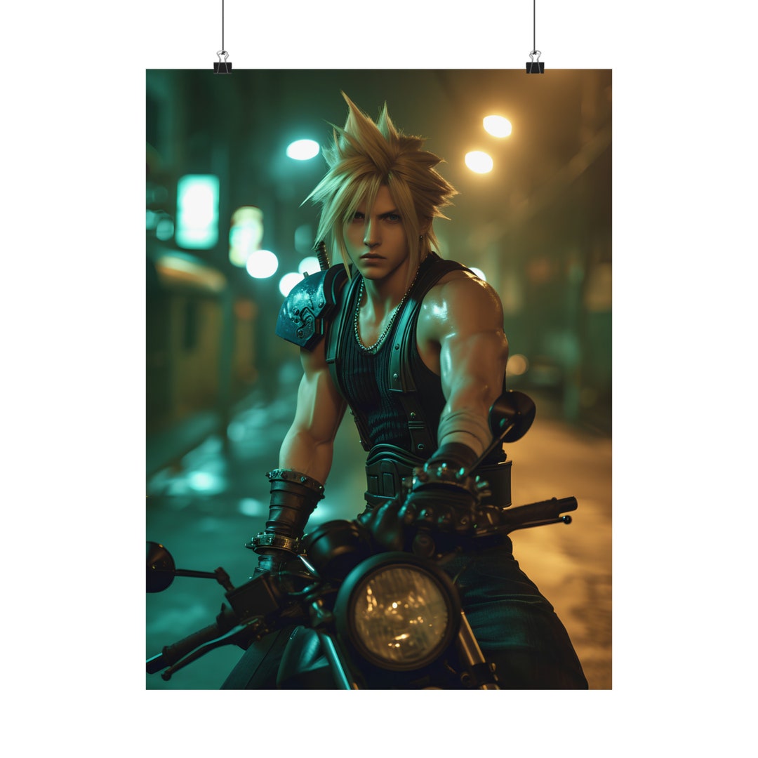 Cloud Strife Final Fantasy VII Motorcycle Matte Vertical Poster - Etsy