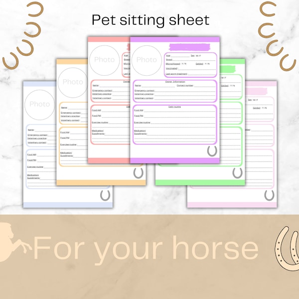 Horse Boarding Forms - Etsy