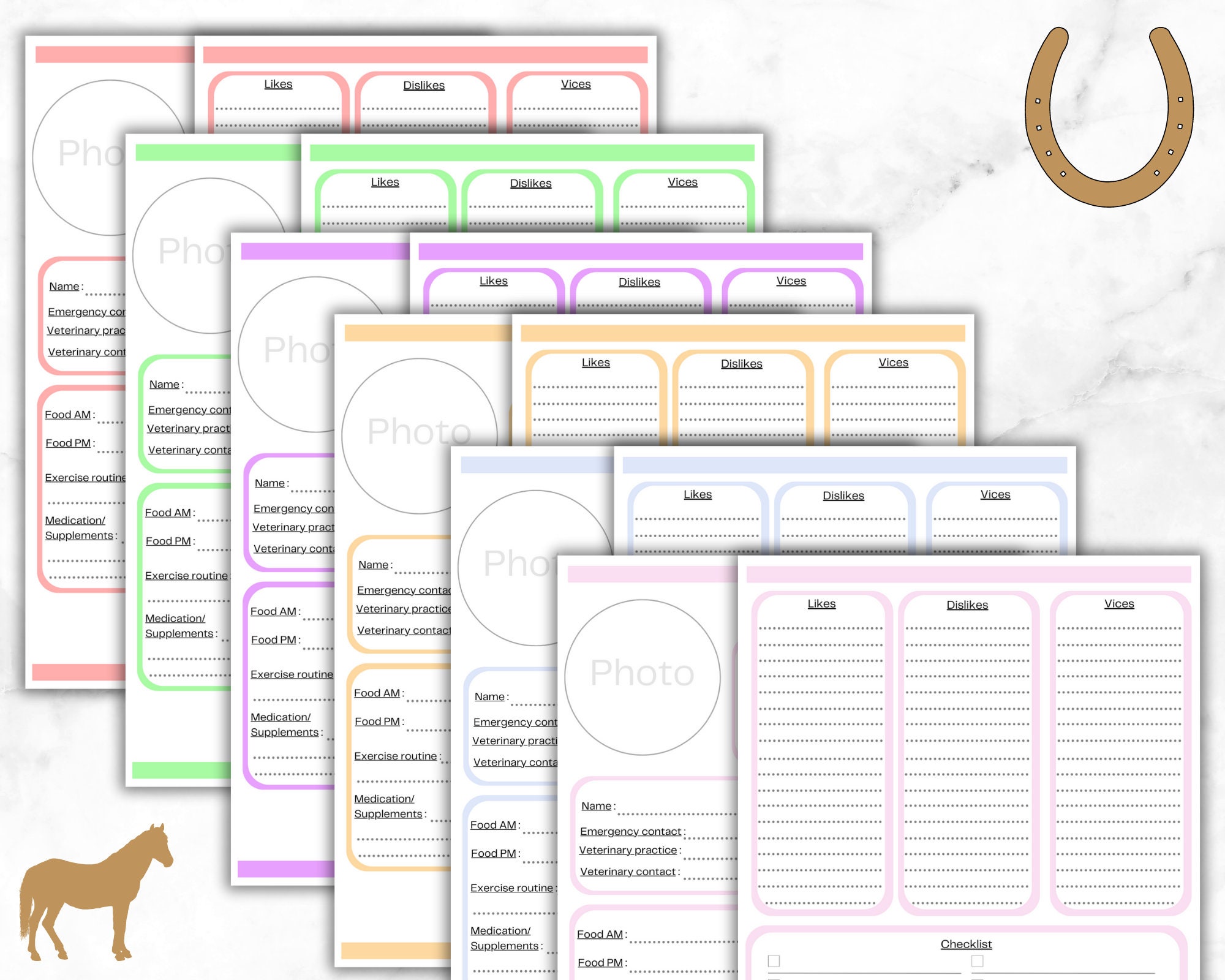 Horse Sitting | Information Sheet | Printable Equine Boarding Log ...