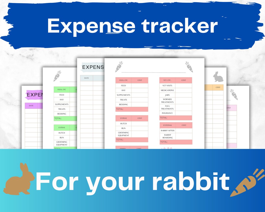 Pet Expense Tracker, Rabbit Budget Money Log, Bunny Cash List, Spend ...