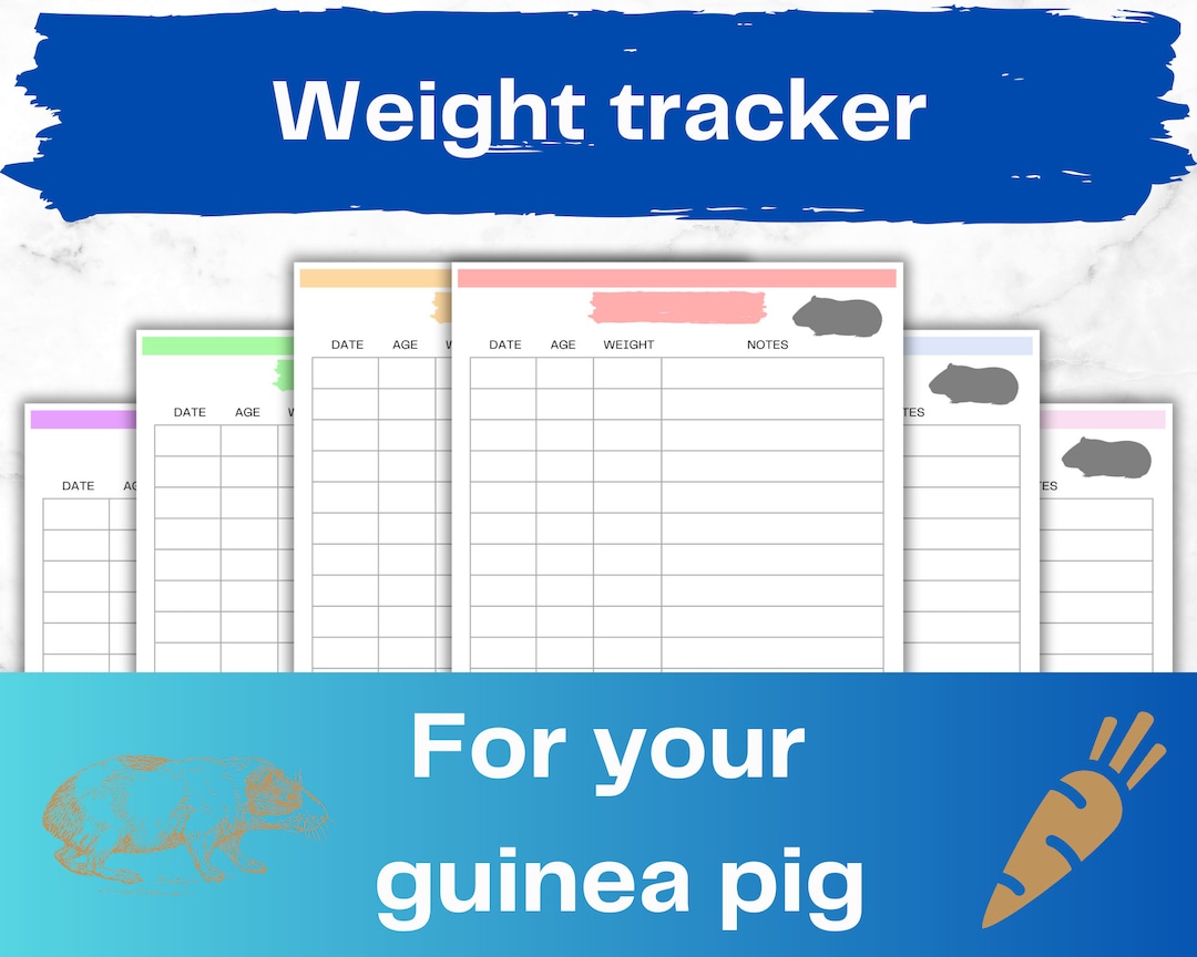 Guinea Pig Weight Tracker | Health Log | A4 PDF Download | Rodent ...