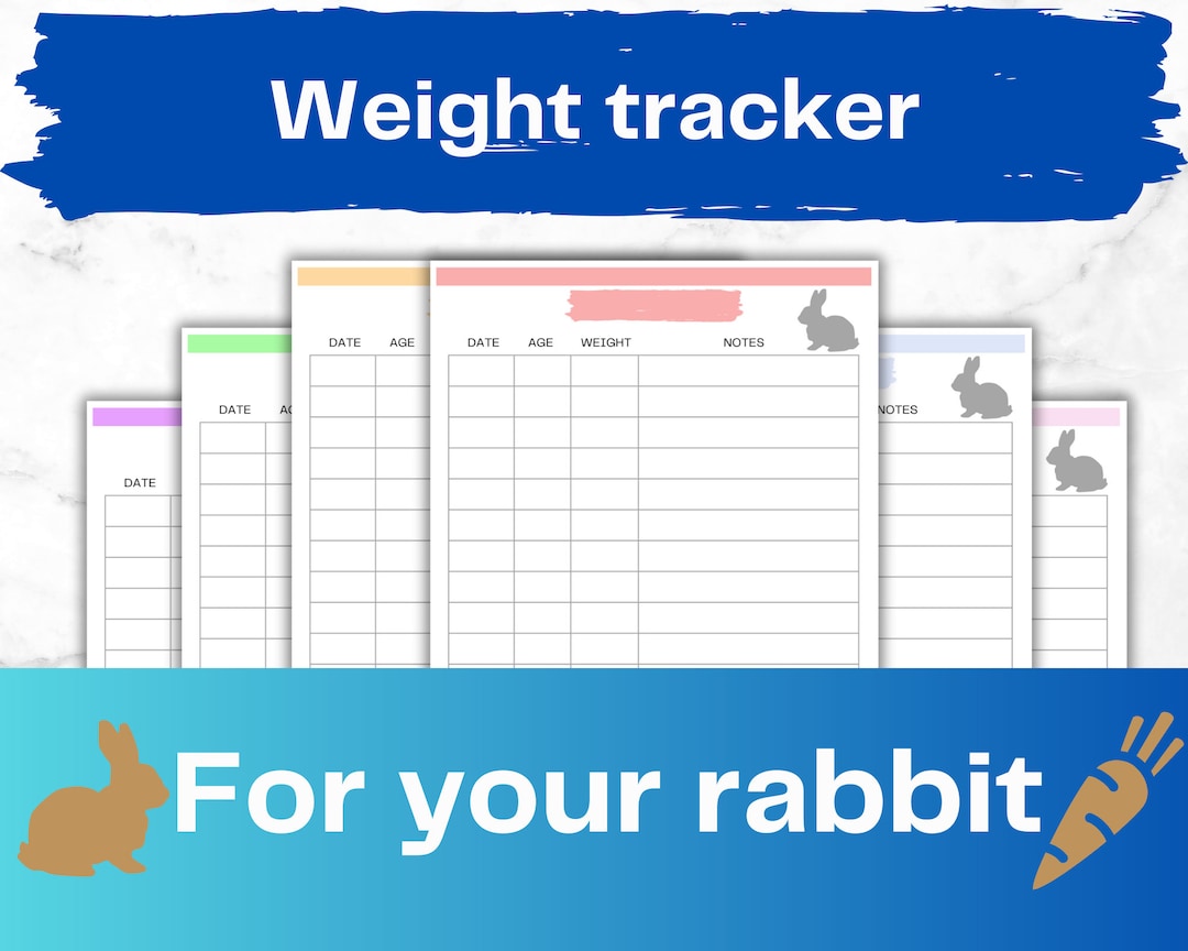 Rabbit Weight Tracker | A4 PDF Download Bunny Log | Lagomorph Growth ...