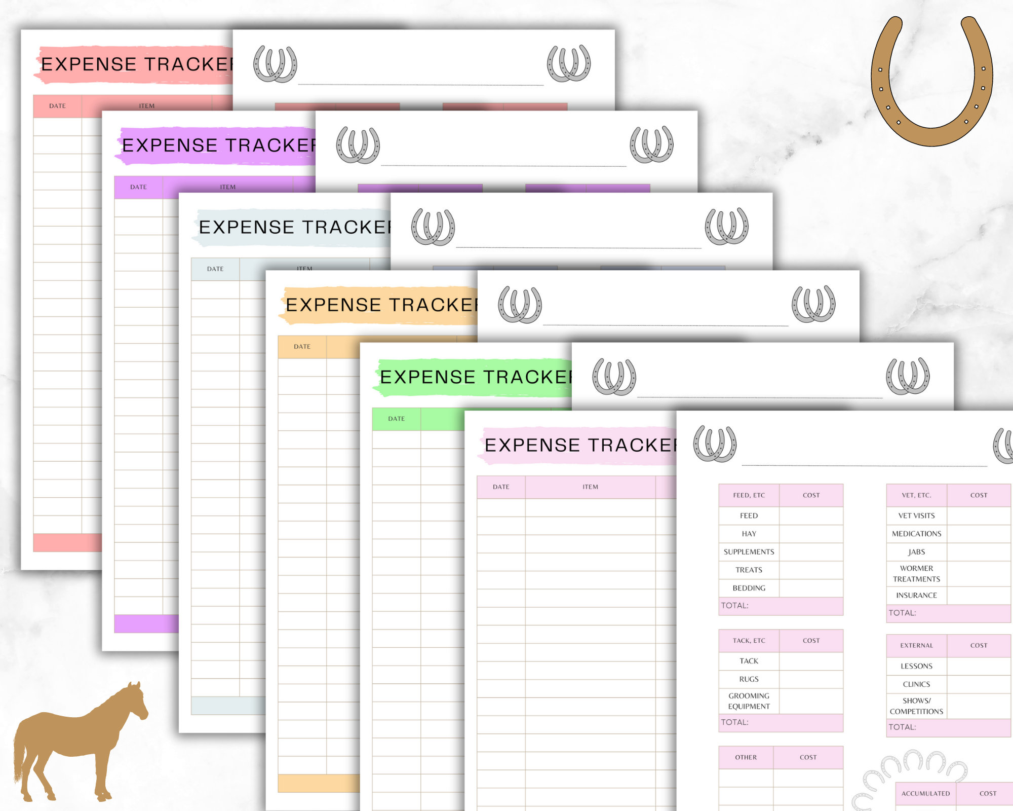 Pet Expense Tracker, Horse Budget Money Log, Pony Cash List, Spending ...