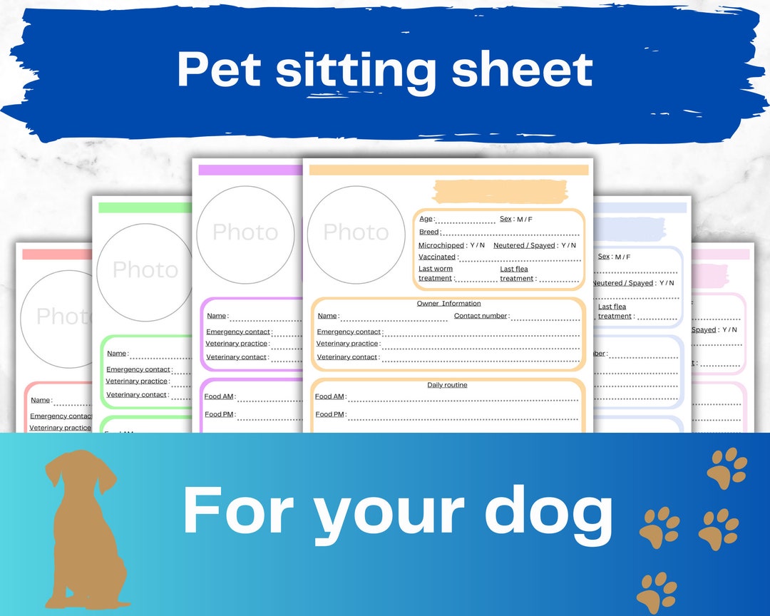 Dog Sitting | Information Sheet | Printable Canine Boarding Log | Pooch ...