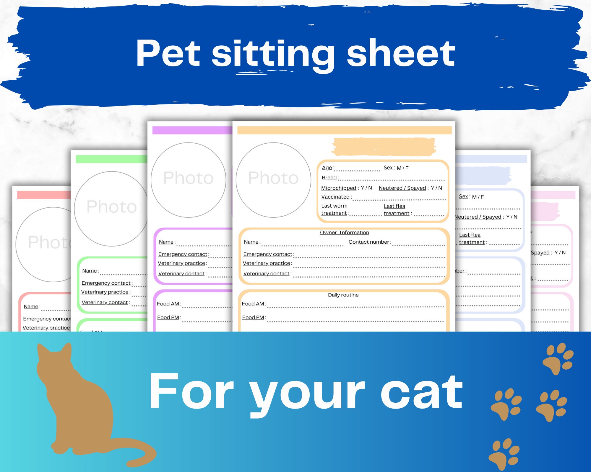 Cat Sitting | Information Sheet | Printable Feline Boarding Log ...