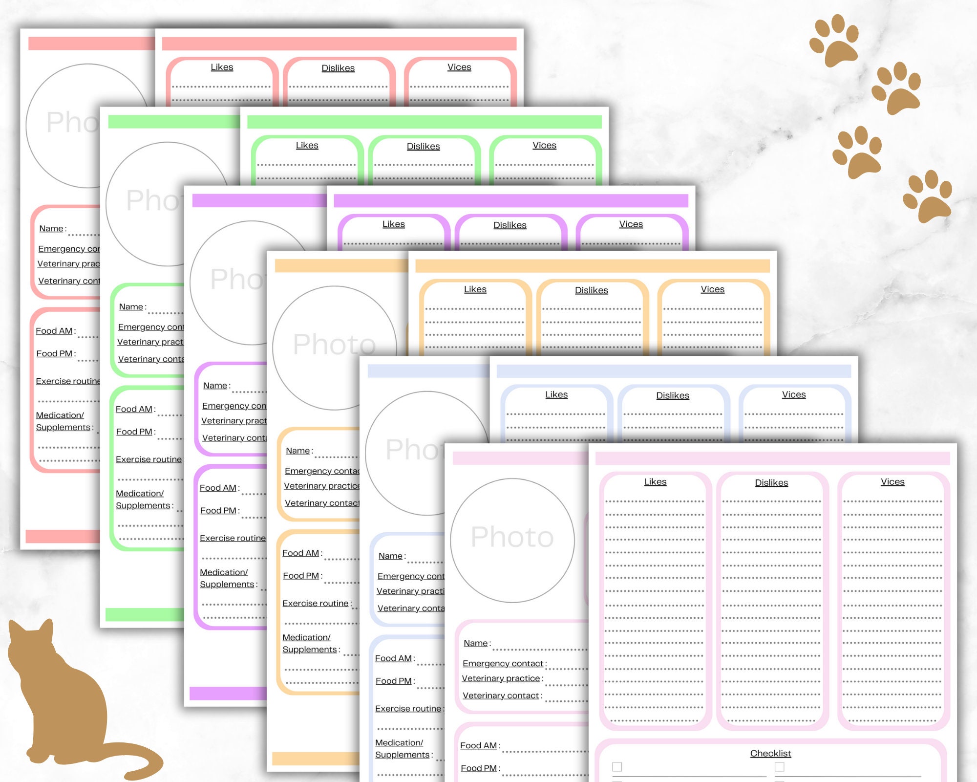 Cat Sitting | Information Sheet | Printable Feline Boarding Log ...