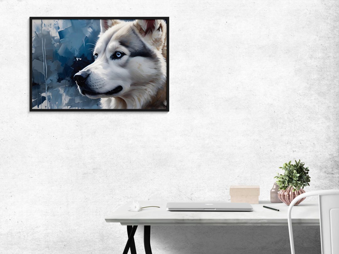Abstract Husky Dog Painting | Modern Art in Blue Tones | Watercolor ...