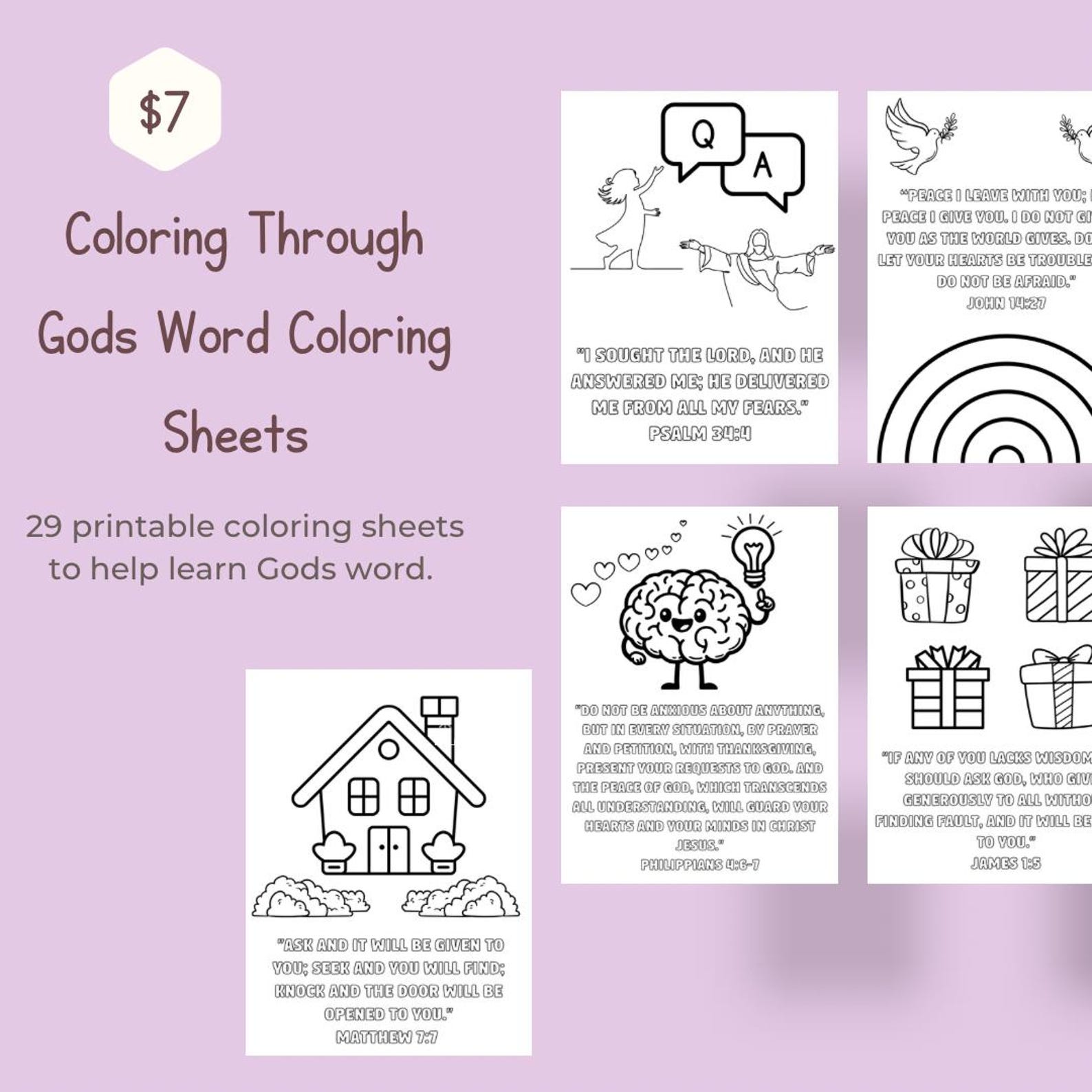 God's Word Coloring Pages for Kids, Church Verses (PDF Pattern) - Etsy