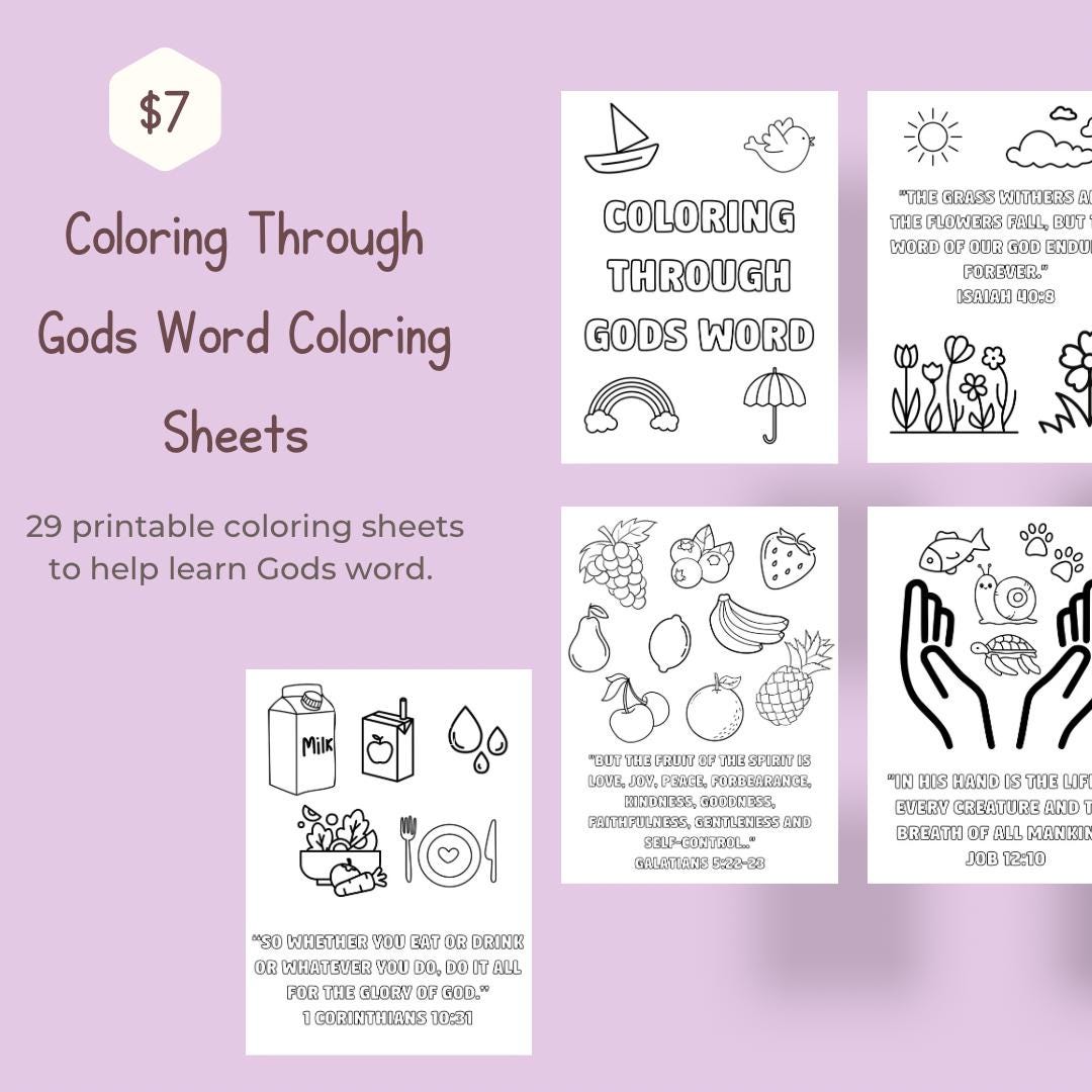 God's Word Coloring Pages for Kids, Church Verses (PDF Pattern) - Etsy
